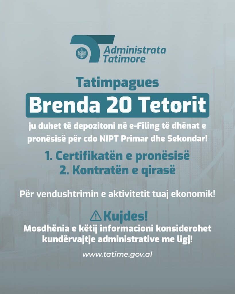 Tatimet: Depozitoni të dhënat e pronësisë apo kontratën e qirasë për ...